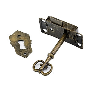 Mcredy 4 Sets vintage lock,2.1 Inch Retro Cabinet Drawer Lock Case Jewelry Box Lock Spring Latch Lock with Key,Bronze