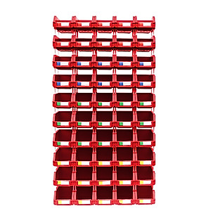 DJC Supply Red Small 3.9" X 6.3" X 2.9" Heavy duty thermoplastic storage bin organizer, Stackable, Hangable, Side-connect, Used in classrooms, garages, warehouse, factrories and more! (8 Pack)