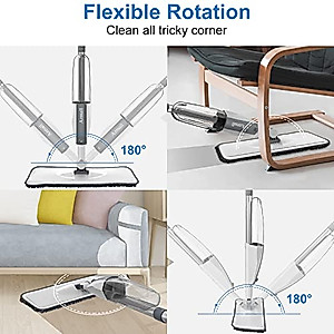 Spray Microfiber Mop for Floor Cleaning - Dust Dry Wet Mop with 4 Reusable Refillable Washable Chenille Mop Head Replacement Pads for Commercial and Home Kitchen Hardwood Laminate Vinyl Tile Floor Mop