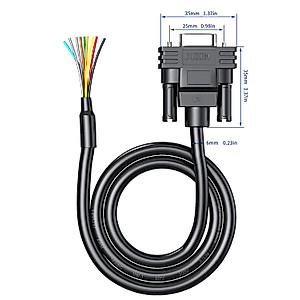 JUXINICE DB9 Extension Cable 9 PIN Female Connector to Bare Wire D-SUB 9-Pin RS232 Serial Cable with Bare Wire End Cable (DB9 Female, 3FT)