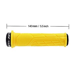 FIFTY-FIFTY Mountain Bike Handlebar Grips, Single Lock-on MTB Grips, Comfortable and Lock On, Non-Slip Bicycle Handle, Fit for All Mountain, Enduro, Downhill (Yellow)