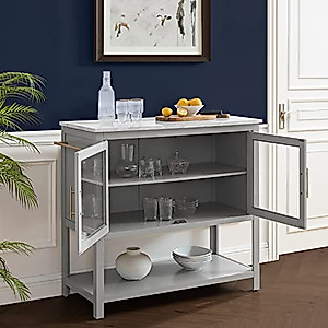 Crosley Furniture Katrina Kitchen Island with Faux Marble Top, Gray