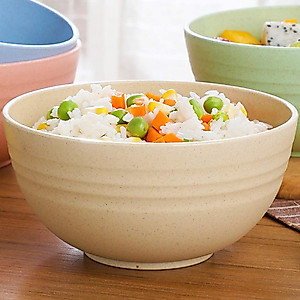 NANAOUS Small Bowls Set of 5, 14 OZ Reusable Wheat Straw Bowl, Kitchen Bowls for Dessert Bowls for Serving Soup, Oatmeal, Pasta and Salad(5 Colors)