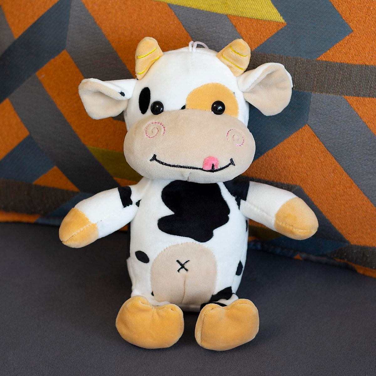 BSTSELER Cow Cattle Stuffed Animals Plush Toy 12" Large Milk Pillow Soft Cattle Plushies Cow Hug Pillow Stuffed Animals Doll for Boys and Girls (A: No Clothes)