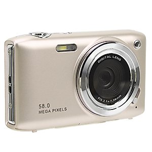 Digital Camera, 58MP 4K Digital Camera with 16X Zoom, 2.88 Inch HD Screen, Timed Photography, AF Autofocus, Portable Camera for Christmas Birthday Gifts (Gold)