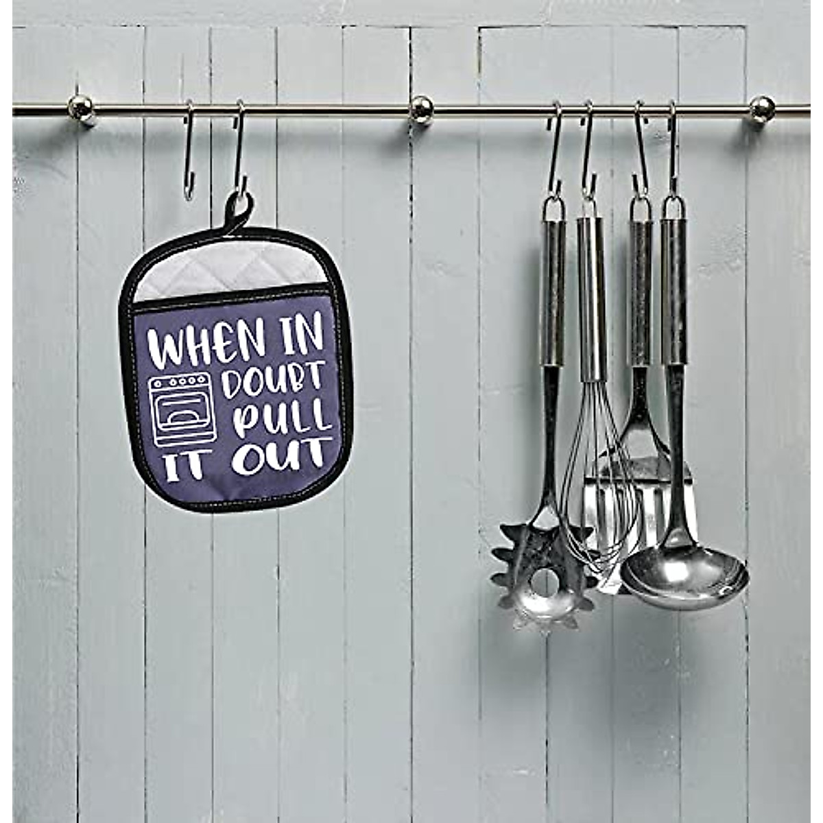 Funny Oven Pads Pot Holder with Pocket for Baker When in Doubt Pull It Out Baking Gift (Pull It Out)