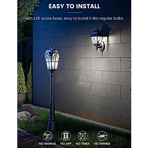 MikeWin Dusk to Dawn Light Bulbs Outdoor, Auto ON/Off Light Sensor LED Bulb 13W(100W Equivalent) Super Bright A19 E26 5000K Daylight Security Light Bulbs for Porch Garage Patio Front Door, 2 Pack