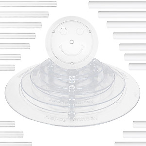 Ziqi 80 Pieces Plastic Cake Dowel Rods Set, 40 White Sticks Support with 10 Separator Plates for 4, 6, 8, 10, 12 Inch, 30 Clear Stacking Dowels Tiered Cakes