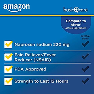 Amazon Basic Care Naproxen Sodium Tablets, 220 mg, 90 Count