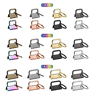 LEONTOOL 48 Pcs Key Fob Hardware Set 8 Colors Keychain Fob Hardware 1.25 Inch for Wristlet Keychain, Key Lanyard and Key Chain Making