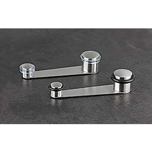 EVI | Rotating Doorstop | for Doors up to 2.75'' Thick | Black Rubber | Stainless Steel Matte Finish | Includes Screw + Anchor | Mod I-152