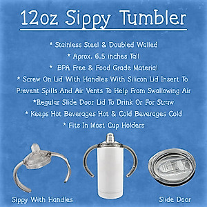 Red #1 12oz Sippy Tumbler, Sippy Lid with Handles, Boys or Girls, Personalize, Add Name, Students, School, Gift, Keeps Drinks Cold Or Hot