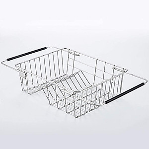 Plate Rack Draining Dish Rack Expandable Dish Drying Rack Organizer And Utensil Cutlery Holder, Stainless Steel Over Sink Dish Rack Pan Plate Holder