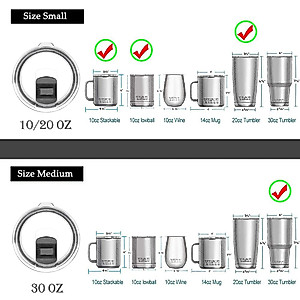 20 oz Magnetic Tumbler Lid for Compatible with YETI Rambler, Ozark Trail, Old Style Rtic and More, Magnetic Slider Switch Spill Proof Tumbler Cover (10/20oz Black 1Pcs)