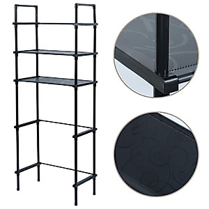PTMTFYL Over The Toilet Storage Shelf, 3 Tier Storage Cabinet Over Toilet, Behind Toilet Shelf, Above Toilet Storage Rack, Bathroom Organizer Freestanding Toilet Shelf Space Saver (Black)