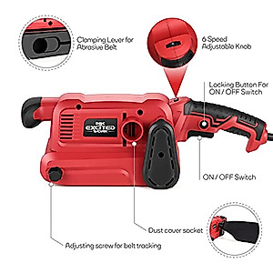 Excited Work 7Amp Belt Sander with 20 Pcs Sanding belt, 3 x 18 Inch Belt Sander with Screw Clamps,Dust bag — Sanders for Derusting, Stripping Paint and Polishing,EWBS01D