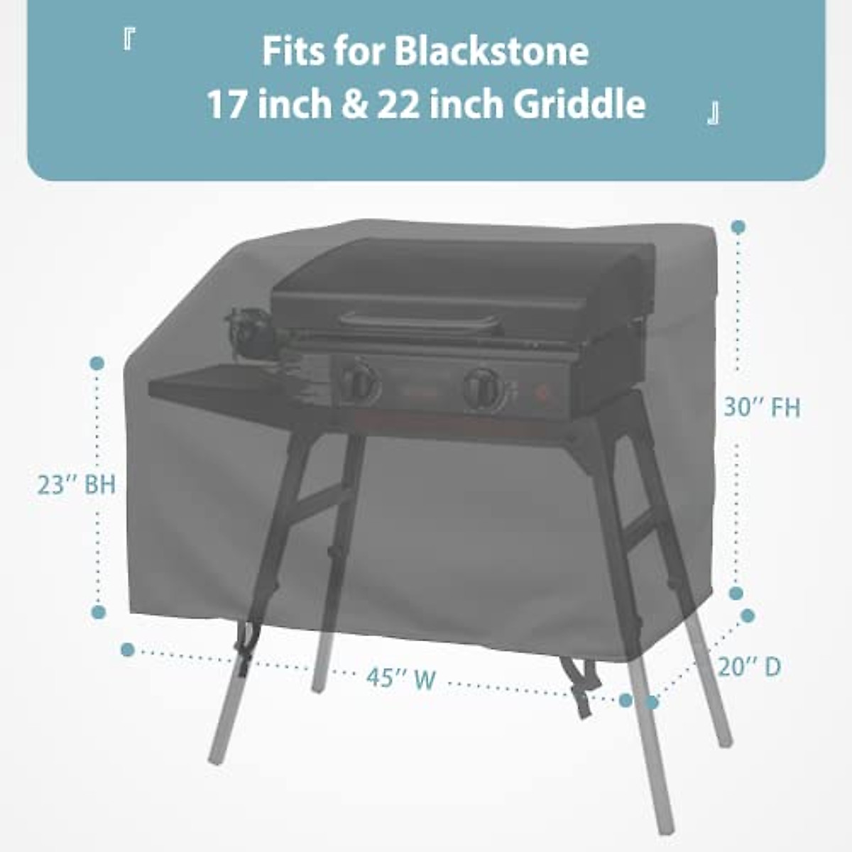 Upgraded Griddle Cover - 22 Inch with Hood and Stand for Blackstone, Waterproof & Heavy Duty with Large Air Vent and Straps, Includes Basting Cover