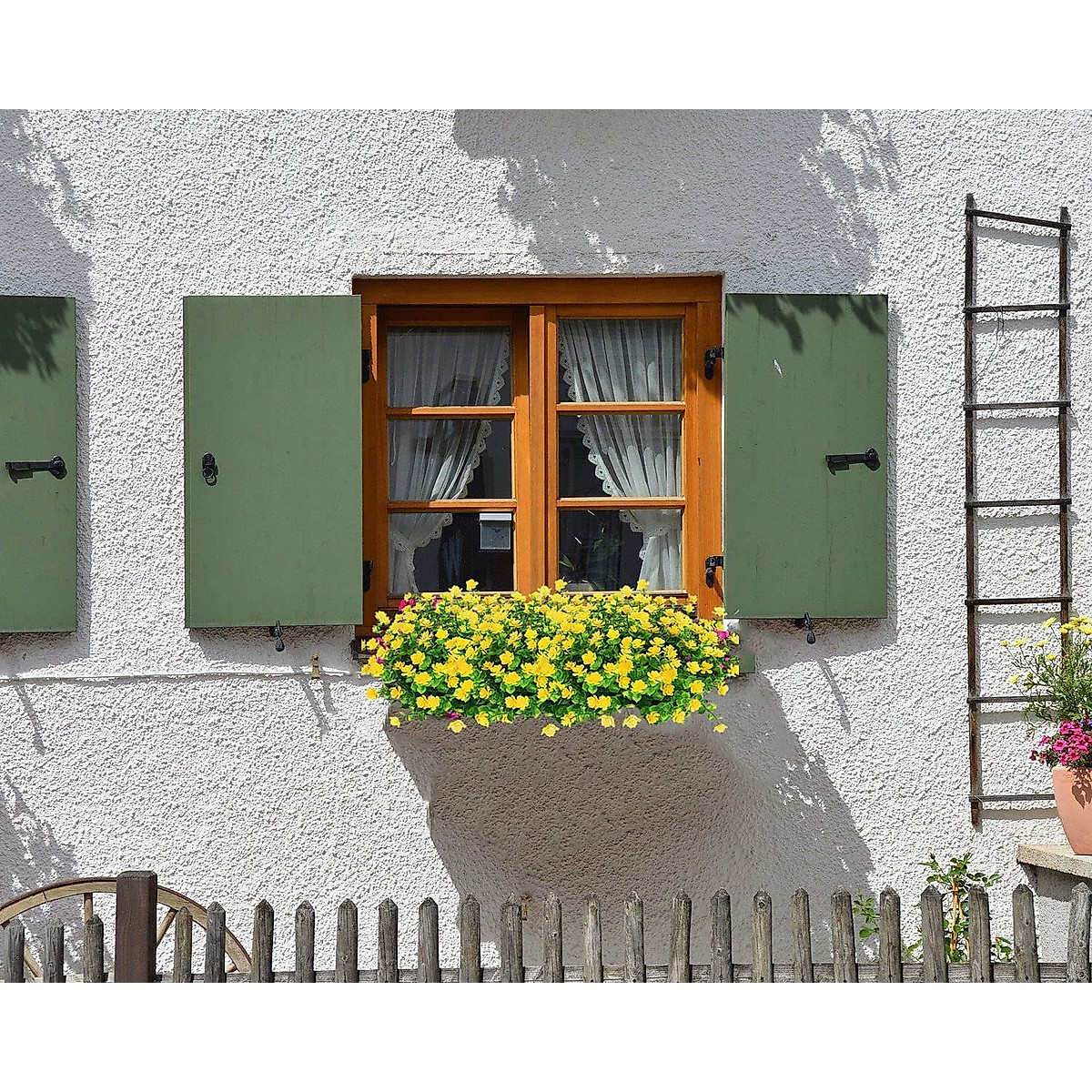 AIOR 10 Bundles Artificial Flowers, UV Resistant Fake Flowers Plastic Greenery Shrubs Plants for Floral Arrangement, Hanging Pots, Home Garden Decor Graduation (Yellow)