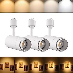 LED Track Lighting Heads Dimmable 24W 5CCT 2700K/3000k/3500k/4000k/5000k,Single Circu H Track Lighting Heads,Zoomable Beam 15° to 60° Ideal for Accent Art and Task Lighting,(3 Pack - White-5CCT)