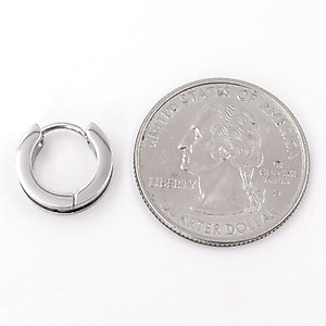 Pair Stainless Steel Silver Color Black Stripe Hoop Earrings