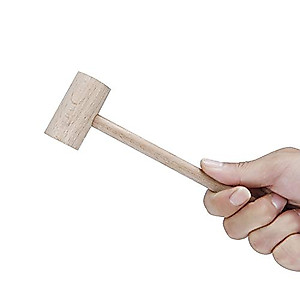 6PCS Solid Natural Wooden Crab Lobster Mallets Shellfish Hammers, Beechwood