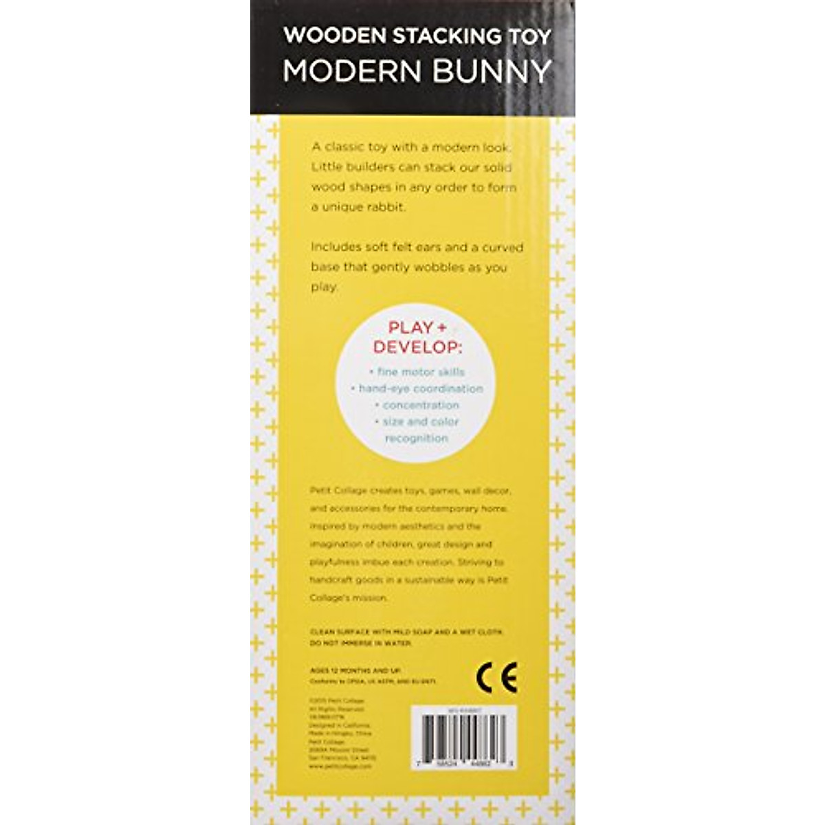 Petit Collage Modern Bunny Wooden Stacking Toy – Solid Wooden Stacking Rings for Kids, Activity Toys Designed with Safe Materials – Active Toy for Babies and Toddlers 12+ Months