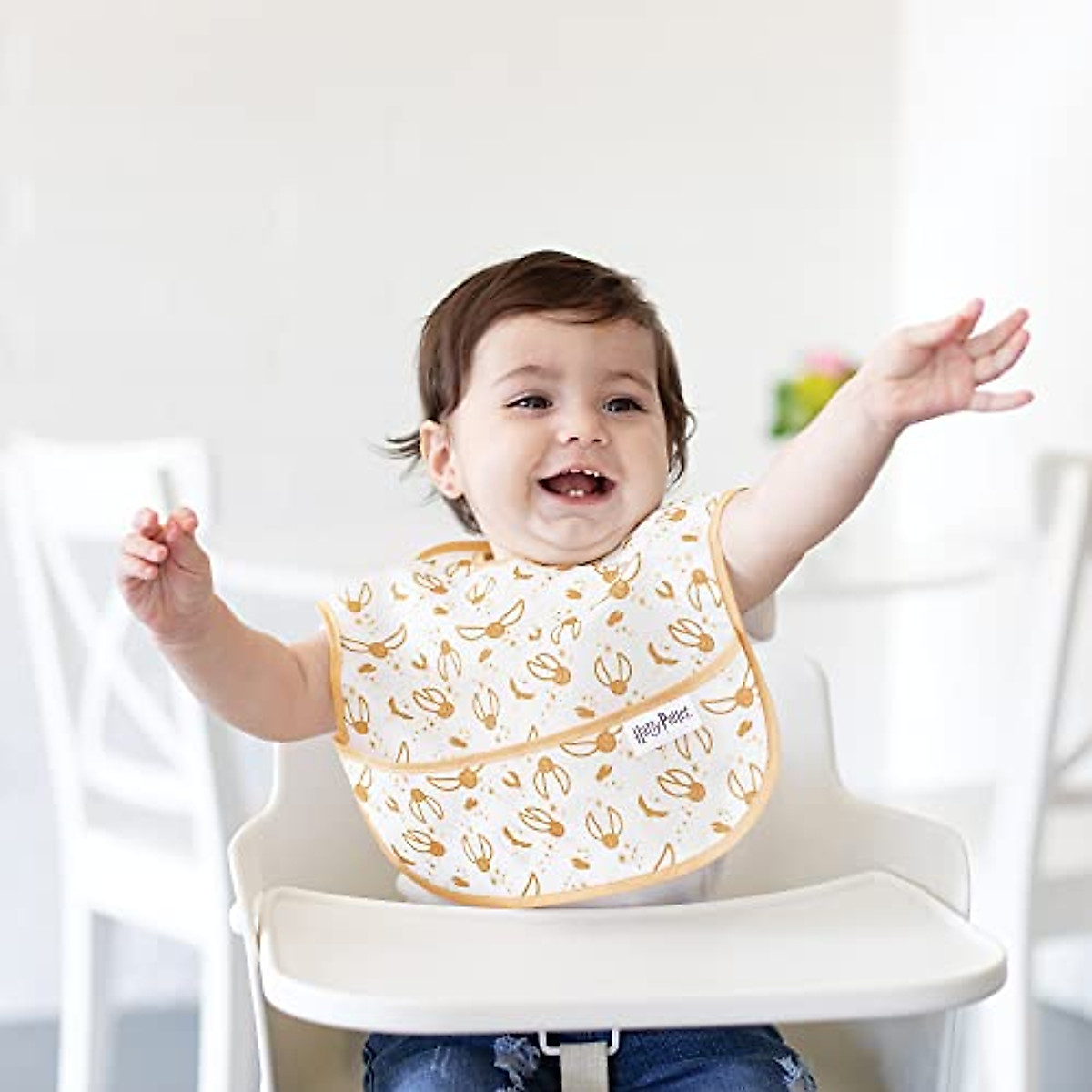 Bumkins Super Baby Bib, Waterproof Fabric, Fits Babies and Toddlers 6-24 Months, Harry Potter Quidditch, 3 Count