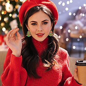 MUYAN Colored Christmas Tree Dangle Earrings for Women Bright Xmas Acrylic Glitter Star Tree Earrings Holiday Jewelry Gift