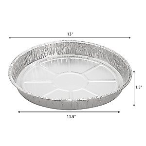 Frcctre 45 Pack 13 Inch Round Aluminum Foil Pans, Heavy Duty Disposable Round Tin Foil Pans Pizza Pans for Baking, Cooking, Storage, Roasting, Reheating - Freezer & Oven Safe
