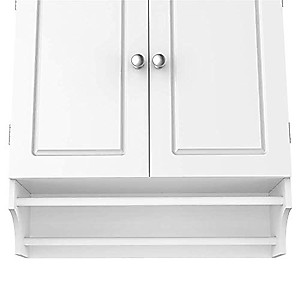 go2buy White Wall Mounted Cabinet Kitchen/Bathroom Wooden Medicine Hanging Storage Organizer