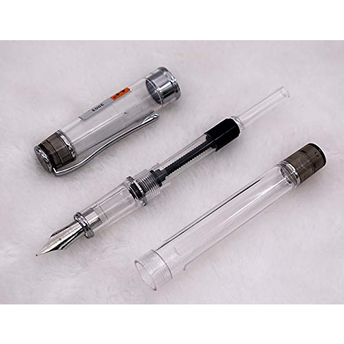 Lanxivi 5 PCS Yongsheng 3003 Fountain Pen Set Demonstrator Transparent Fine Nib with Ink Refill Converter, Perfect for Signature, School, Executive Business