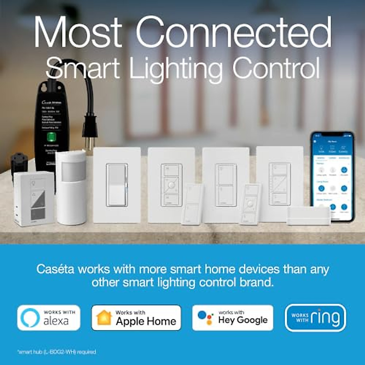 Lutron Diva Smart Dimmer Switch for Caseta Smart Lighting (Lutron Smart Hub Required), for LED Lights, 150 Watt, Single-Pole/3Way, No Neutral Required, DVRF-6L-GR, Gray