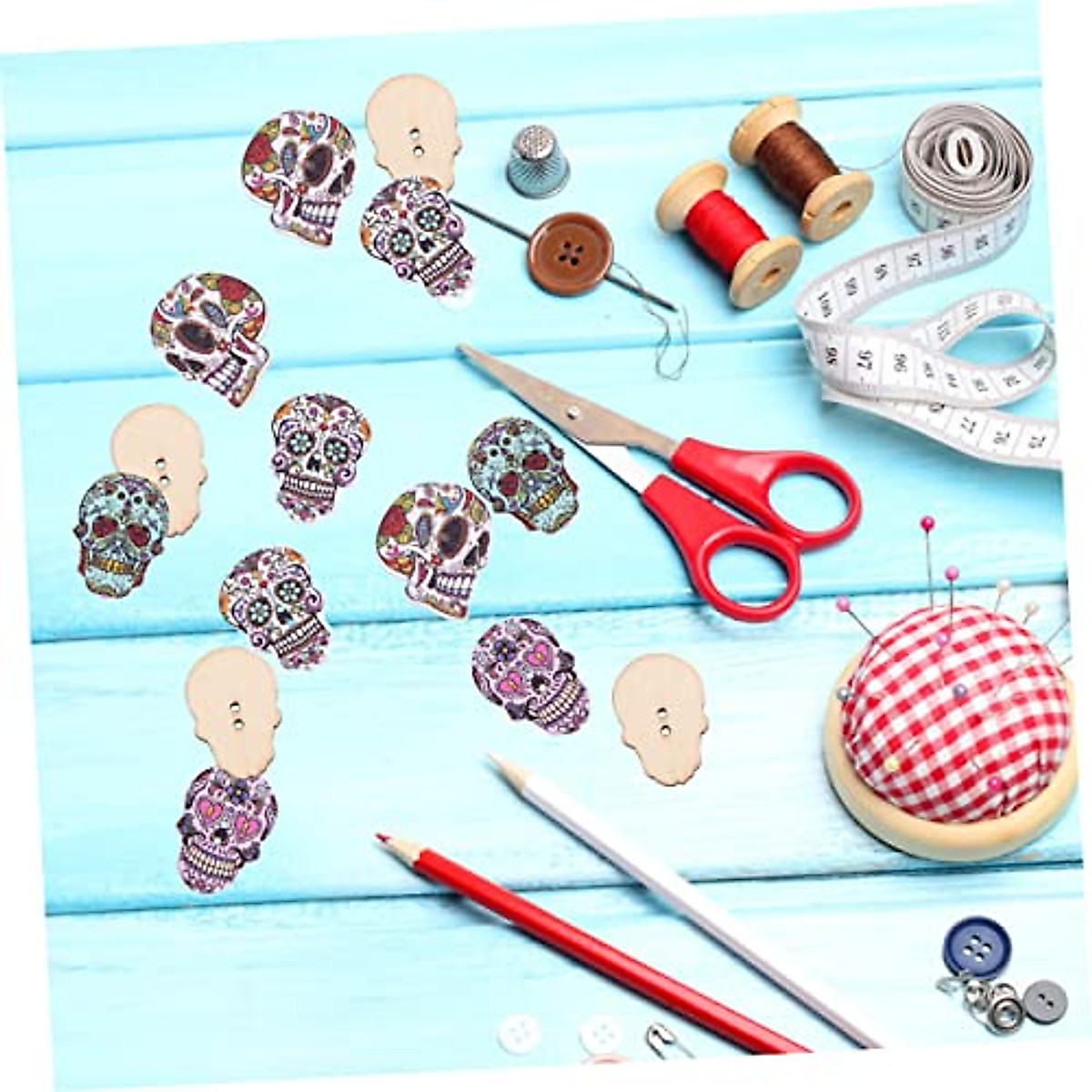 COHEALI 144 Pcs Wooden Skull Button DIY Wood Buttons Replacement Buttons Coat Buttons Small Wooden Buttons Scrapbooking Wood Sewing Buttons DIY Scrapbook Wood Decor Child Cartoon Clothing
