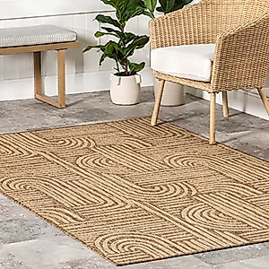 nuLOOM Lynne Abstract Maze Indoor/Outdoor Area Rug, 8' x 10', Beige