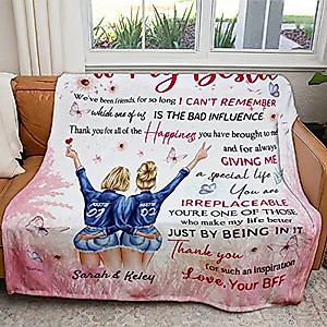 Toyshea Personalized Best Friend Blanket to My Bestie Custom Throws Soft Bed Fleece Sherpa Blankets for Friends BFF Bestie Soul Sisters Birthday Christmas Friendship Day Presents Idea