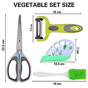 Herb Scissors with 5 Blades and Cover, Herb Stripper Tool Kit, Vegetables Potato Fruits Peeler, 3 Stainless Kitchen Gadget Set Cutter Chopper with Cleaning Combs, Graters