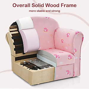 INFANS Kids Sofa, Toddler Armchair Chair with Sturdy Wood Construction Cartoon Pattern, Upholstered Children Armrest Couch for Nursery Kindergarten Playroom Preschool, Gift for Boys Girls