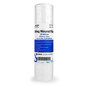 Sediment String Wound Water Filter Cartridge Standard 2.5x10" 20 Micron 25 Pack
