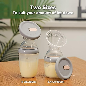 haakaa Gen.3 Manual Breast Pump with Silicone Lid Multifuctional Silicone Breast Pump Breast Milk Collector Breast Milk Catcher Breast Milk Saver Breastfeeding Essentials, BPA Free (5.4oz/160ml, Grey)