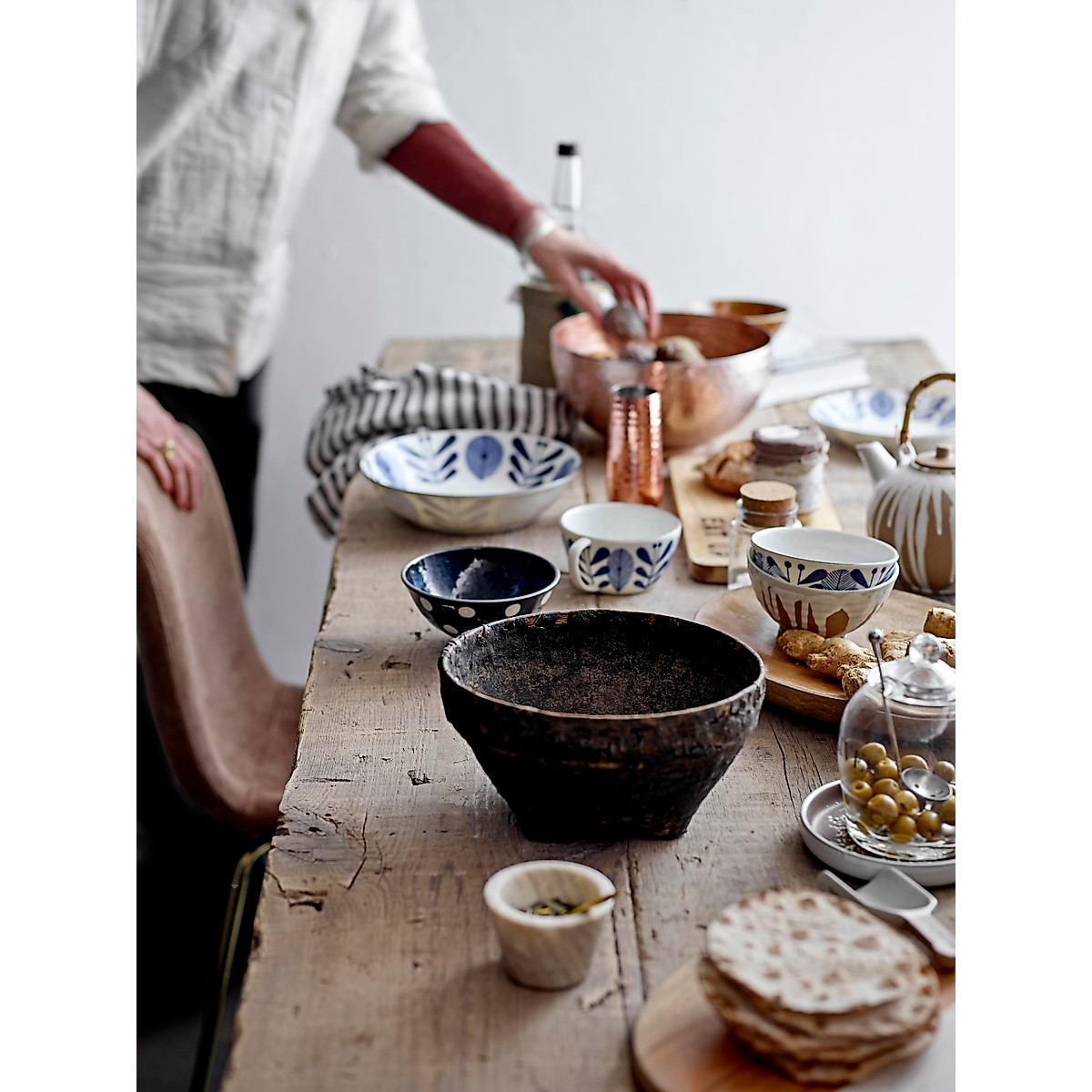 Creative Co-Op Clear Glass "OLIVE" Jar with Lid & Slotted Stainless Steel Spoon (Set of 3 Pieces including Lid)