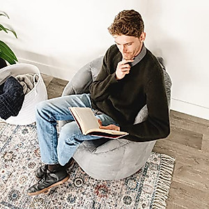 Big Joe Milano Bean Bag Chair, Gray Plush, Soft Polyester, 2.5 feet