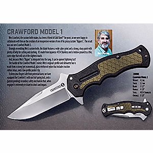 Cold Steel Crawford Model 1 Folding Knife with Pocket Clip, 3 1/2" Blade, Zy-Ex Handle