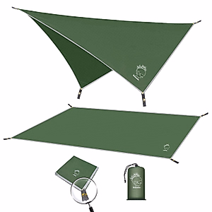Grassman Tent Footprint, Camping Tarp Lightweight Waterproof with Carrying Bag, Tent Tarp Hiking Ultralight Hammock Rain Tarp Green M