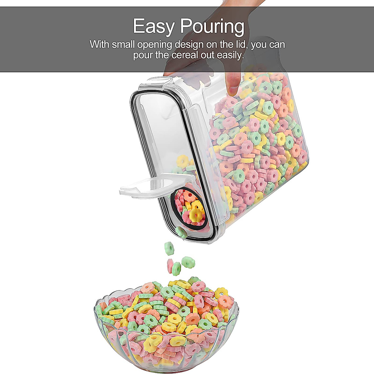 Tiawudi 4 Pk Cereal Containers Storage Set 135.2oz/4L Each, Airtight Food Storage Containers, Large Cereal Dispenser, Kitchen Pantry Organization Containers, with Labels and Measuring Spoons