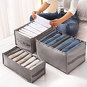 SelfTek 4 Pcs Wardrobe Clothes Organizer 7 Grids,Drawer Organizers for Clothing, Foldable Closet and Storage Basket, Clothing Organizer,Clothes Compartment Box