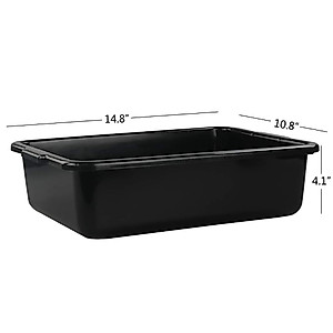 Fiazony Small 8 L Commercial Tote Box, Rectangle Utility Bus Tubs, 4-Pack, Black