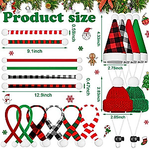 12 Pieces Christmas Guinea Pig Costume Chicken Hat Scarf Set Xmas Hat and Scarf Rabbit Christmas Clothes Festival Small Animal Outfits for Hen Duck Hamster Guinea Pig Kitten Puppy Parrot
