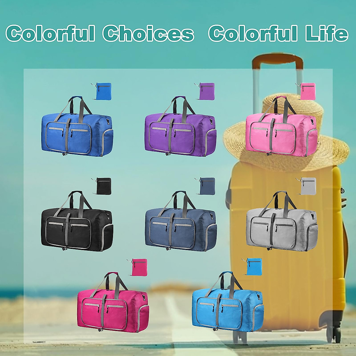 Duffel Bag 65L Packable Duffle Bag with Shoes Compartment Unisex Travel Bag Water-Resistant Duffle Bag(Grey,65L)