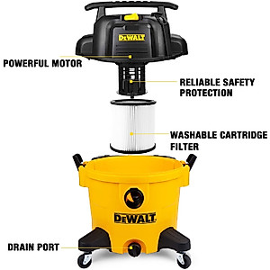 DeWALT DXV10PZ 10 Gallon 5.5 Peak HP Poly Wet Dry Vacuum, Yellow