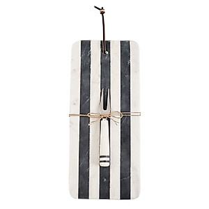 Mud Pie Striped Marble Board Sets (Long), board 16"" x 7"" | spreader 7"""